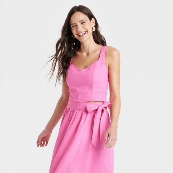 a new day | Tops | Womens Linen Slim Fit Tank Top A New Day Pink | Poshmark